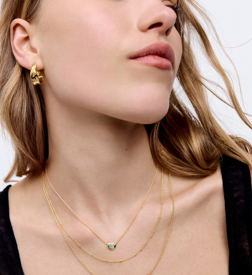 Odyssey Gemstone Small Chain Necklace in 18k Gold Vermeil on Sterling Silver and Aquamarine ...