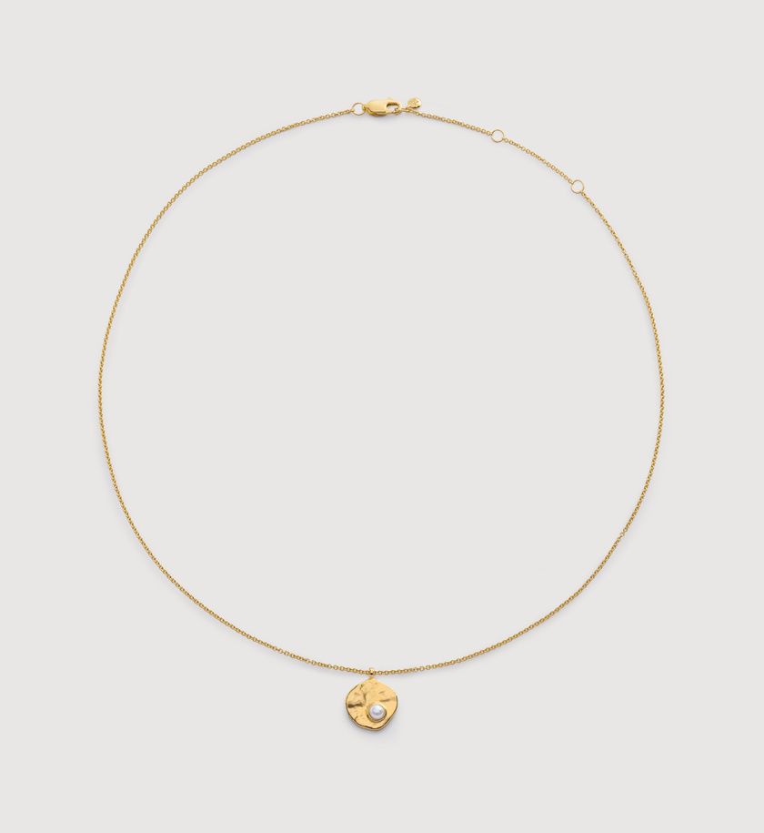 Capri Pearl Disc Necklace in 18k Gold Vermeil on Sterling Silver and ...