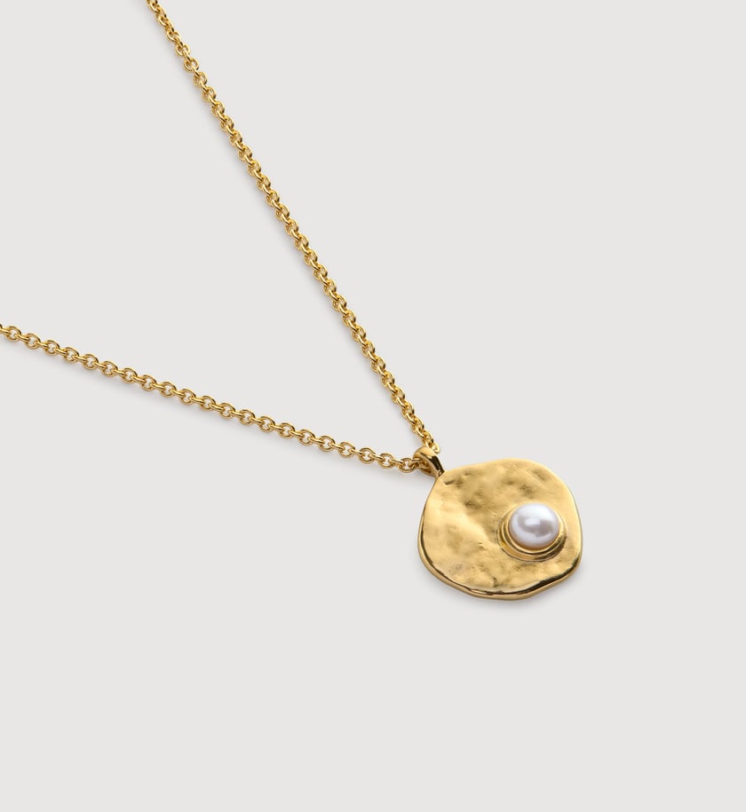 Capri Pearl Disc Necklace in 18k Gold Vermeil on Sterling Silver and ...