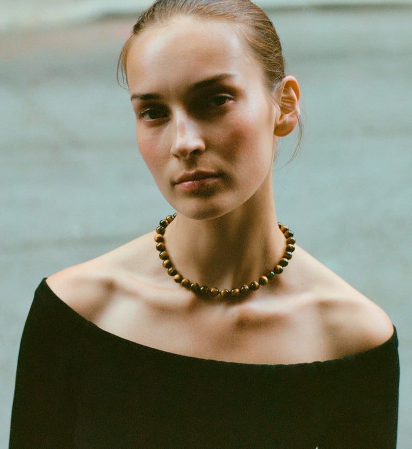 Kate Young Round Gemstone Necklace in 18k Gold Vermeil on Sterling ...
