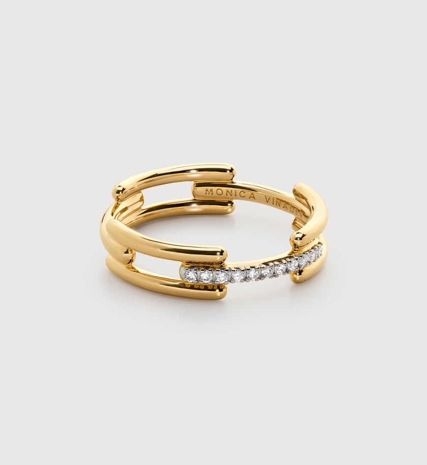 Signature Link Diamond Ring in 18k Gold Vermeil on Sterling Silver and ...