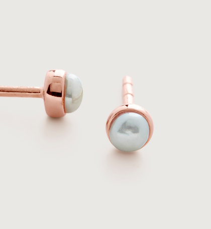 Mini Pearl Stud Earrings in 18ct Rose Gold Vermeil On Sterling Silver ...