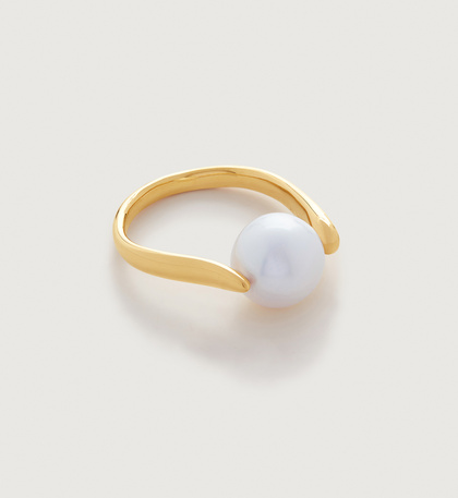 Nura Round Pearl Ring in 18k Gold Vermeil on Sterling Silver and Pearl ...