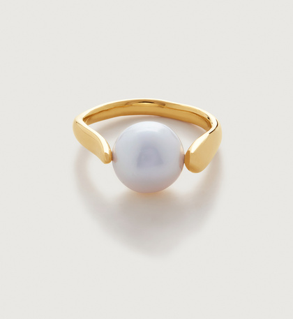 Nura Round Pearl Ring in 18k Gold Vermeil on Sterling Silver and Pearl ...