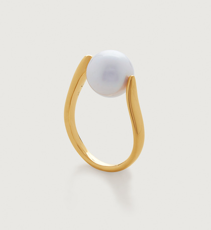 Nura Round Pearl Ring in 18k Gold Vermeil on Sterling Silver and Pearl ...