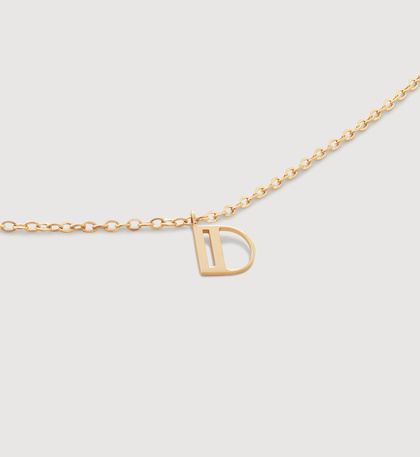 Mini Initial D Chain Necklace in 14k Solid Gold | Jewellery by Monica ...