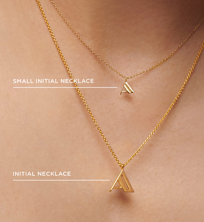 Mini Initial R Chain Necklace in 14k Solid Gold | Jewellery by Monica ...