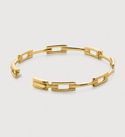Signature Link Diamond Slim Bangle in 18k Gold Vermeil on Sterling ...