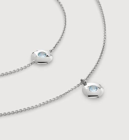 Sterling Silver March Birthstone Chain Bracelet & Necklace Set ...