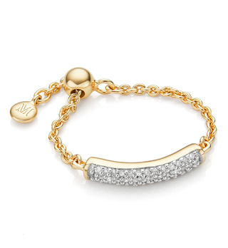 Fiji Bar Adjustable Friendship Diamond Ring in 18k Gold Vermeil on ...