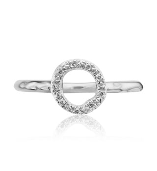 Riva Mini Circle Stacking Ring in Sterling Silver and Diamond ...