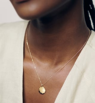 Siren Round Locket Necklace in 14k Solid Gold | Jewellery by Monica Vinader