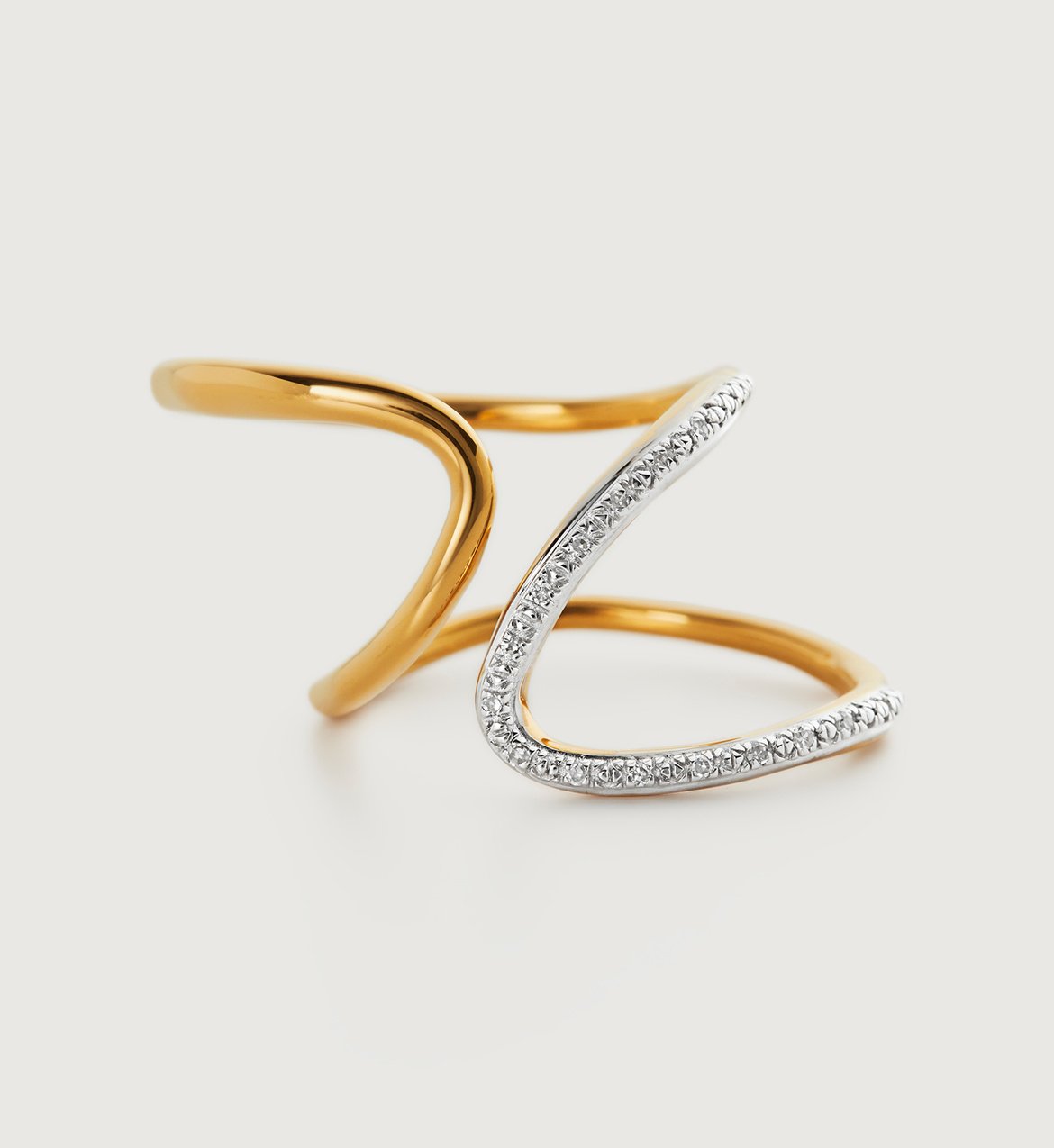 Riva Diamond Open Wrap Ring in 18k Gold Vermeil on Sterling Silver and ...
