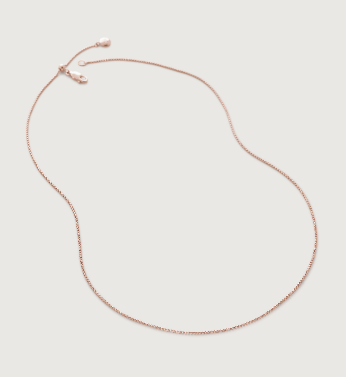 Fine Oval Box Chain Necklace adjustable 46cm/18' in 18k Rose Gold ...