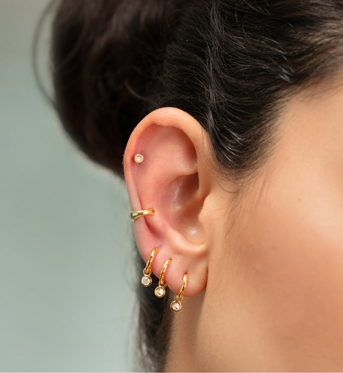 Linear Diamond Single Stud Earring in Sterling Silver and Diamond ...