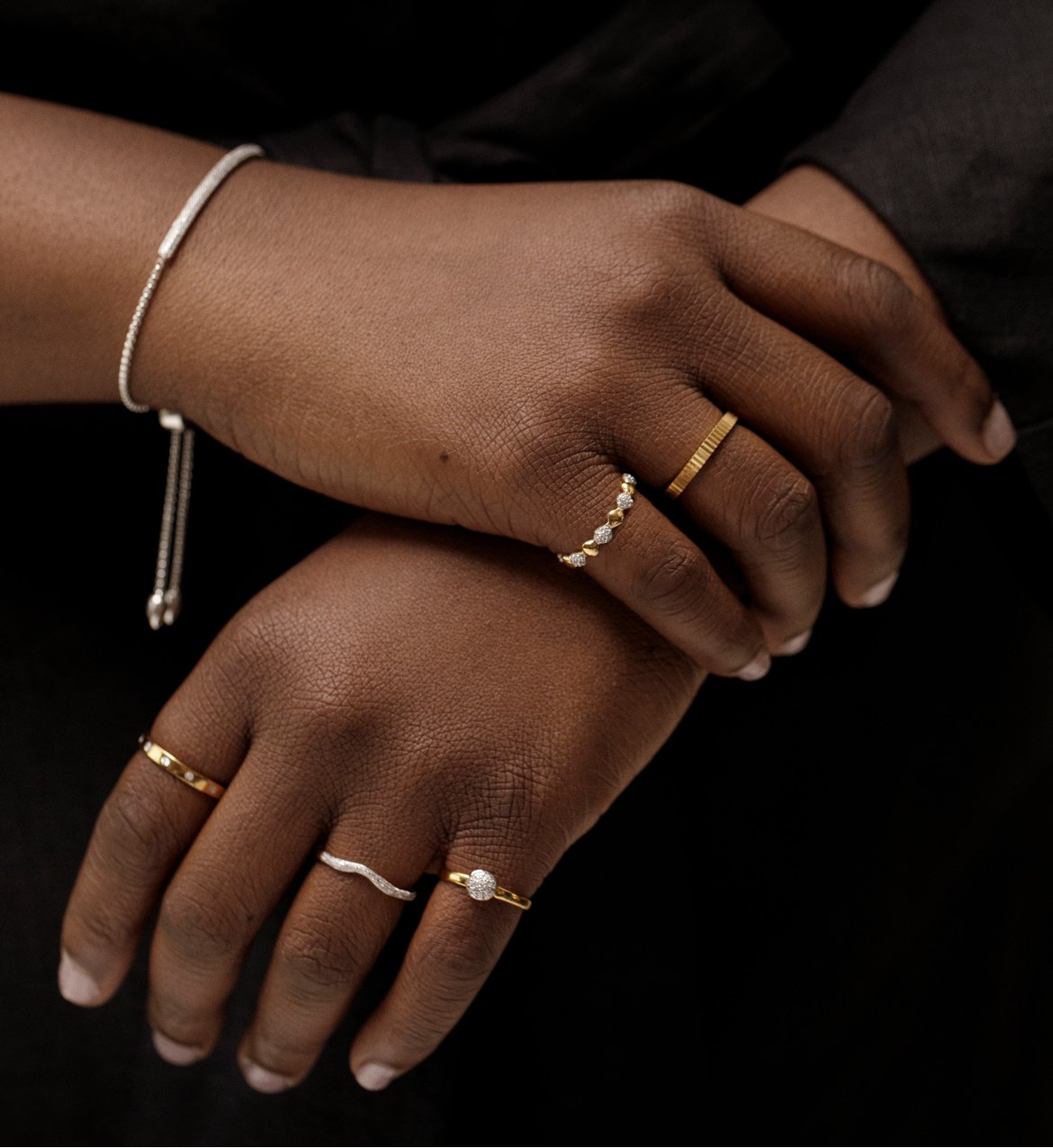 Riva Diamond Wave Stacking Ring in Sterling Silver and Diamond ...