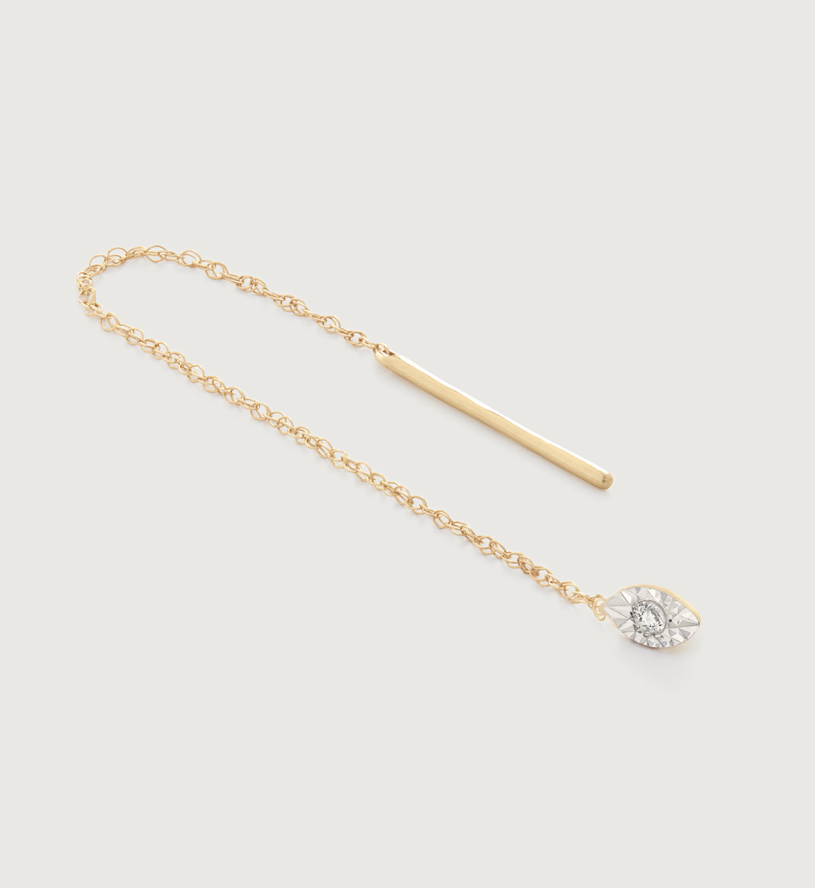 Diamond Marquise Single Threader Earring in 14ct Solid Gold and Diamond ...