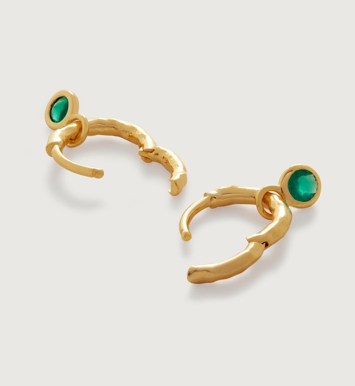 Mini Gem Huggie Earrings in 18k Gold Vermeil on Sterling Silver and ...