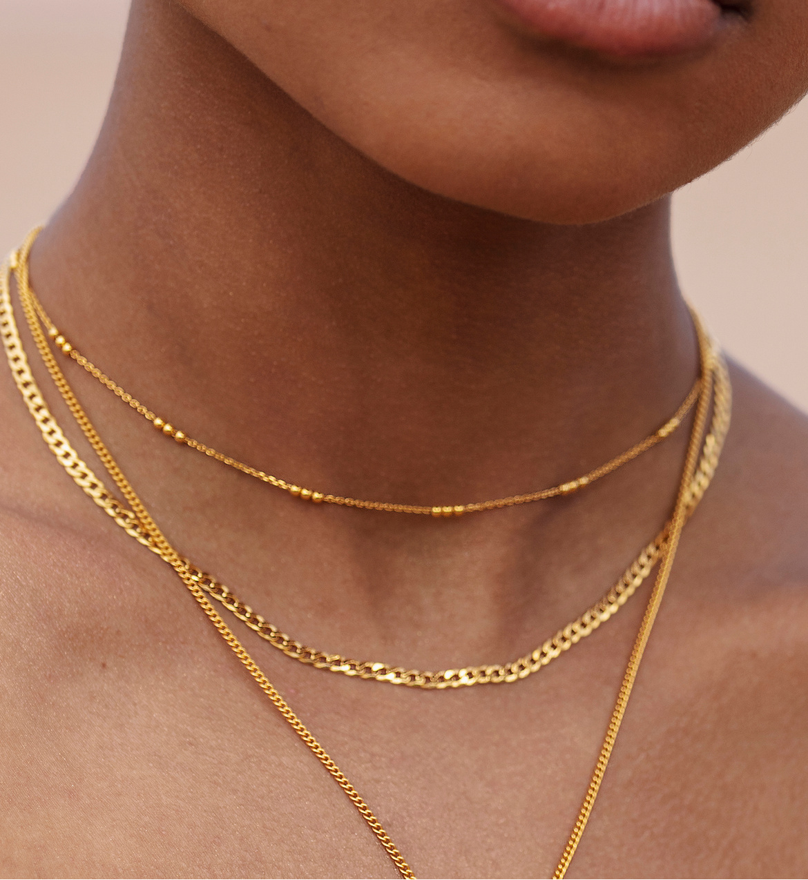 Flat Curb Chain Necklace 41-46cm/16-18' in 18k Gold Vermeil on Sterling ...