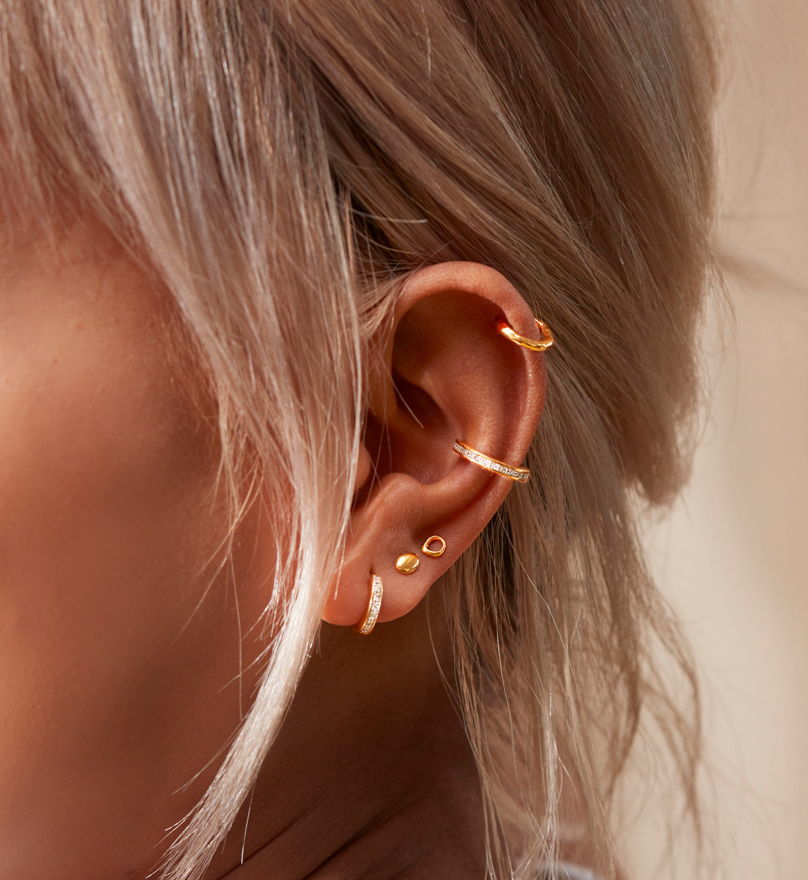 Nura Mini Nugget Stud Earrings in 18k Gold Vermeil on Sterling Silver ...