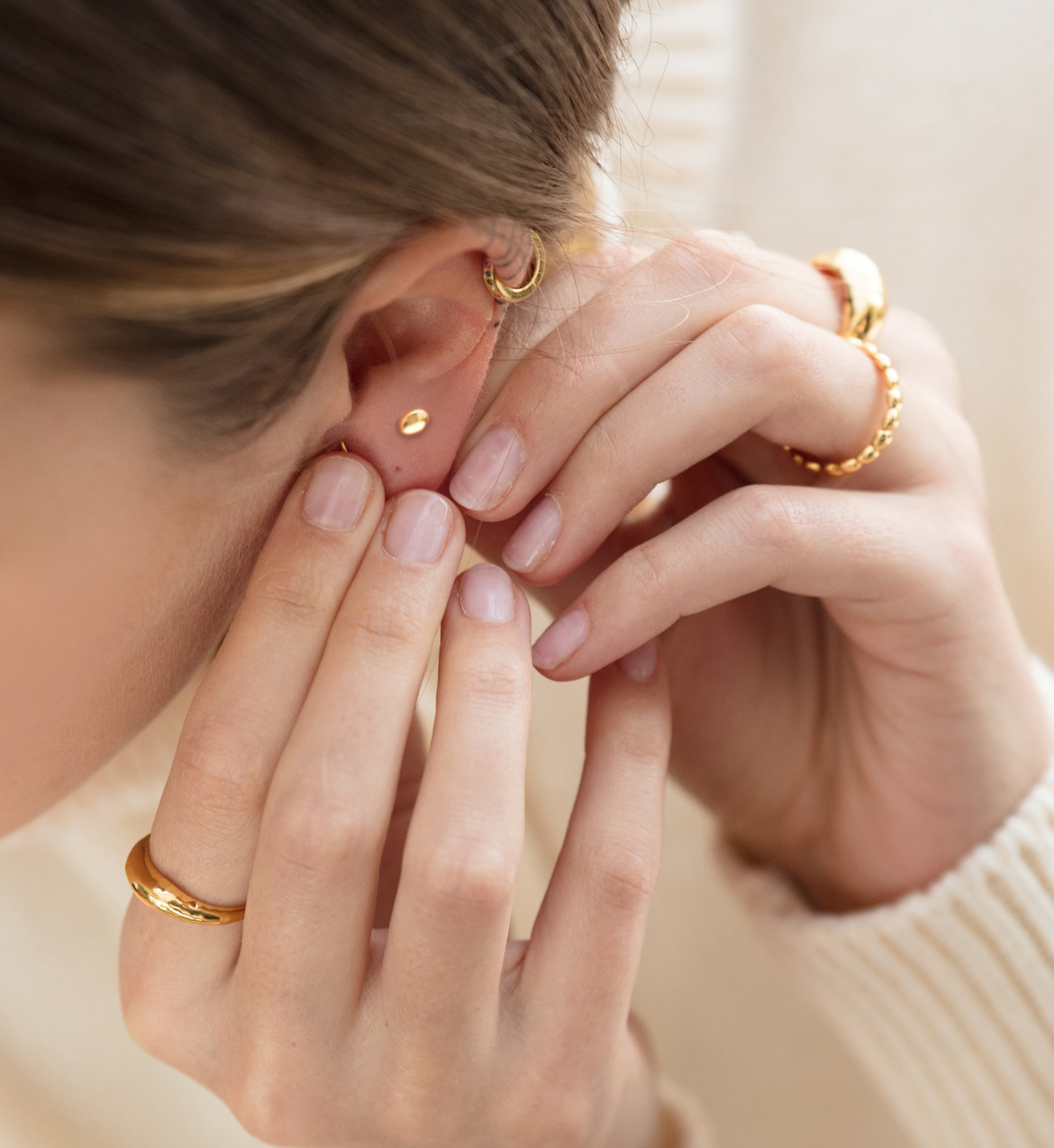 Nura Mini Nugget Stud Earrings in 18k Gold Vermeil on Sterling Silver ...