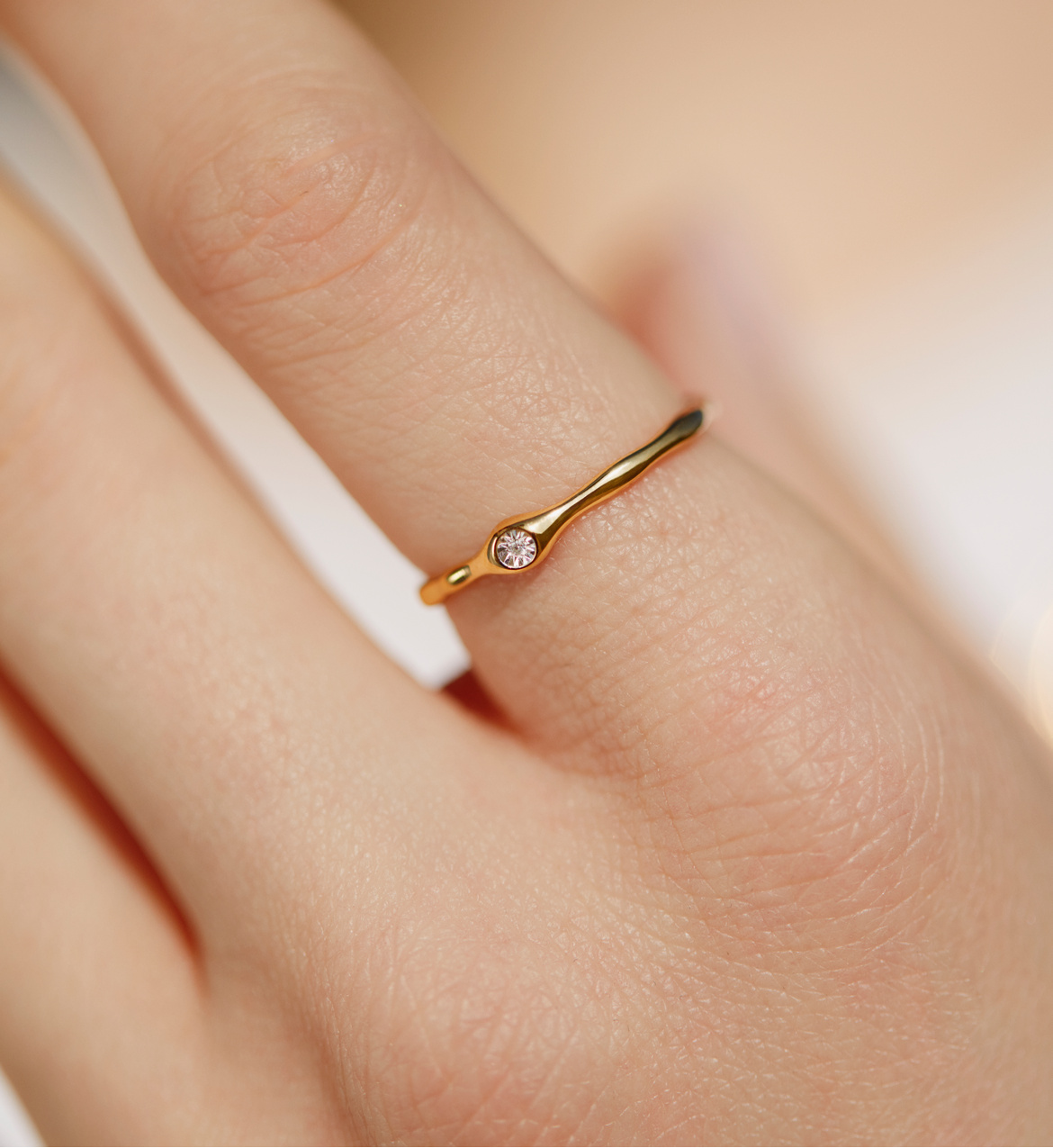 Siren Mini Diamond Stacking Ring in 18k Gold Vermeil on Sterling Silver ...