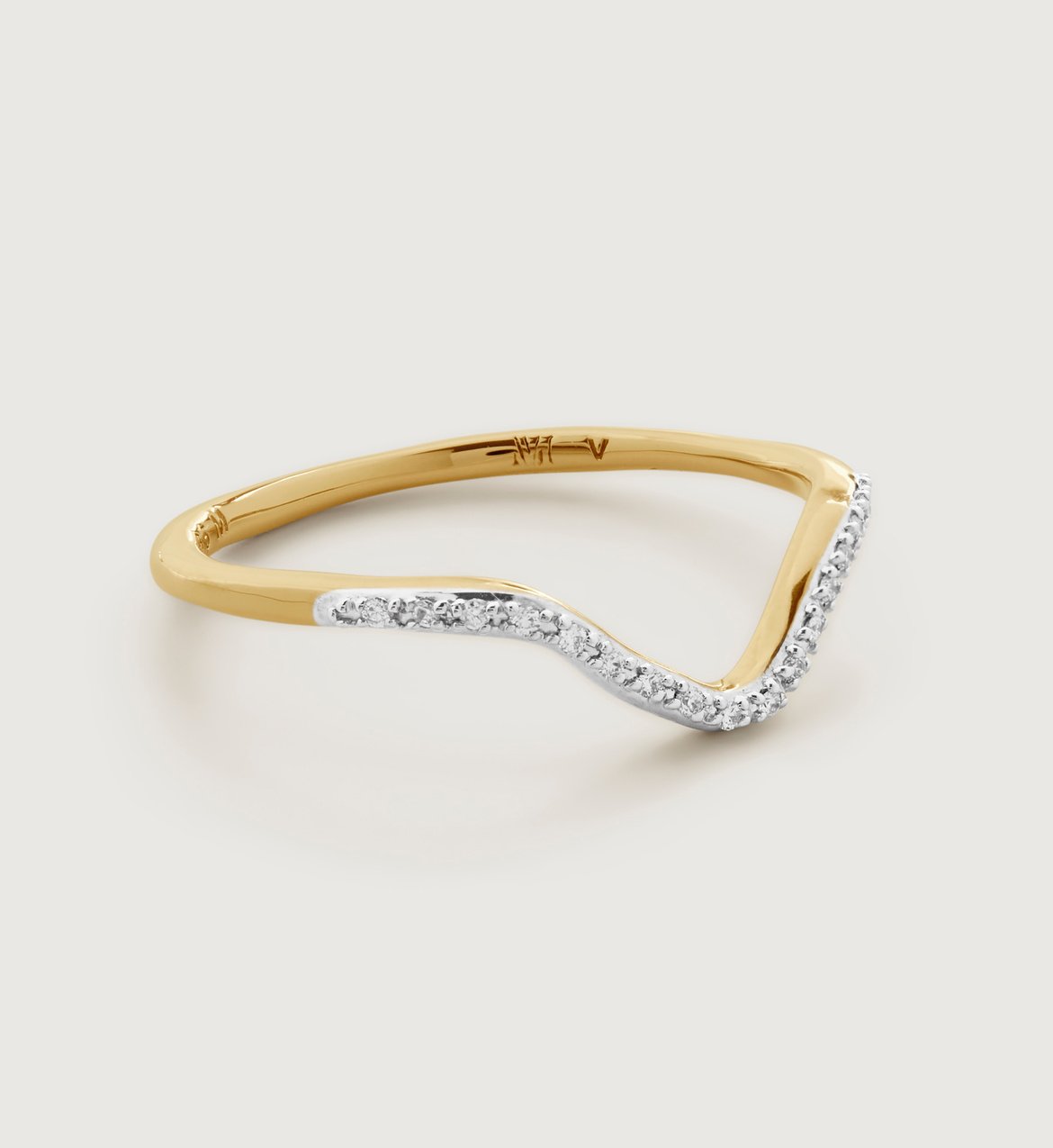 Riva Diamond Wishbone Stacking Ring in 18k Gold Vermeil on Sterling ...