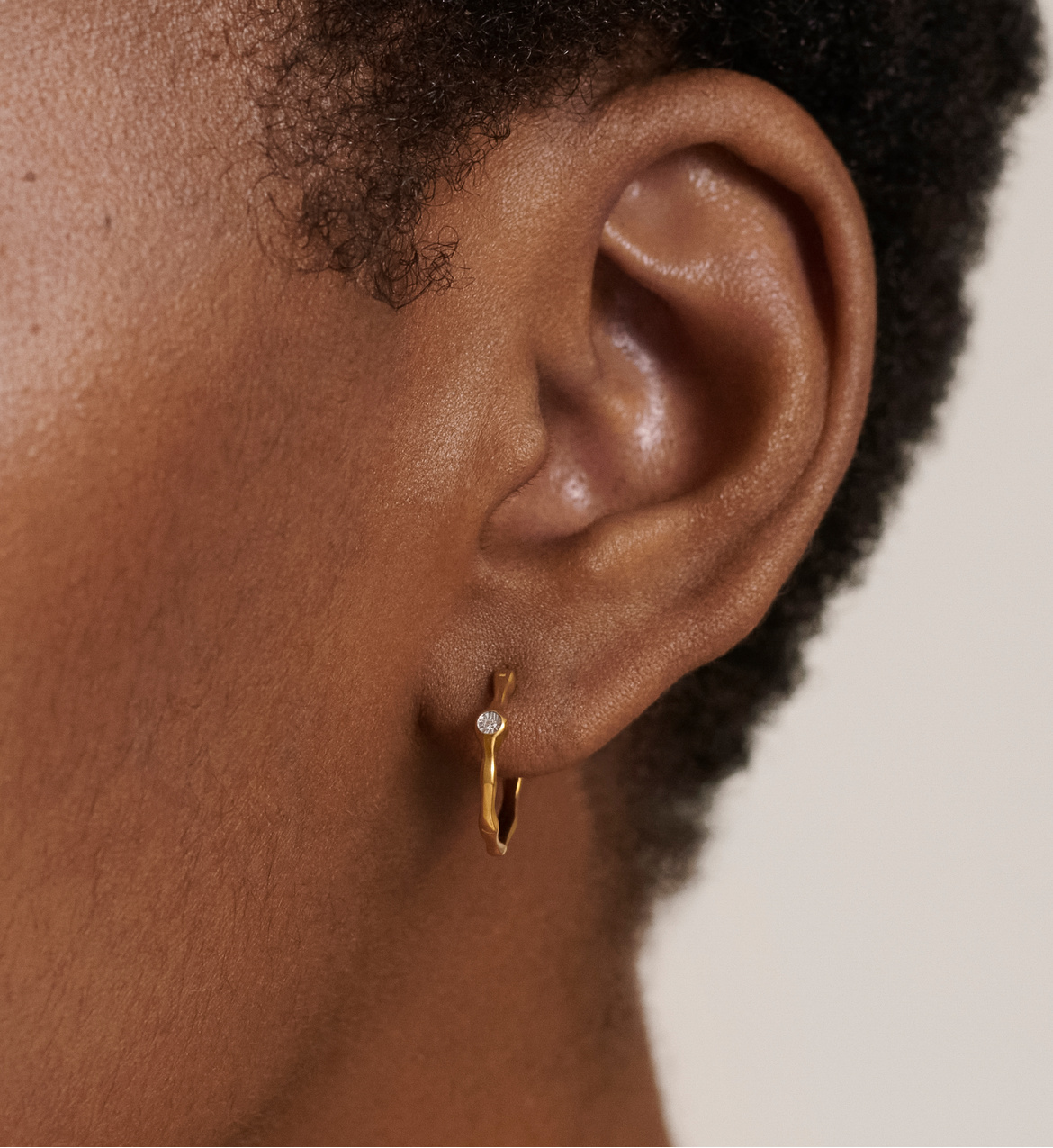 Siren Diamond Small Hoop Earrings in 18k Gold Vermeil on Sterling ...