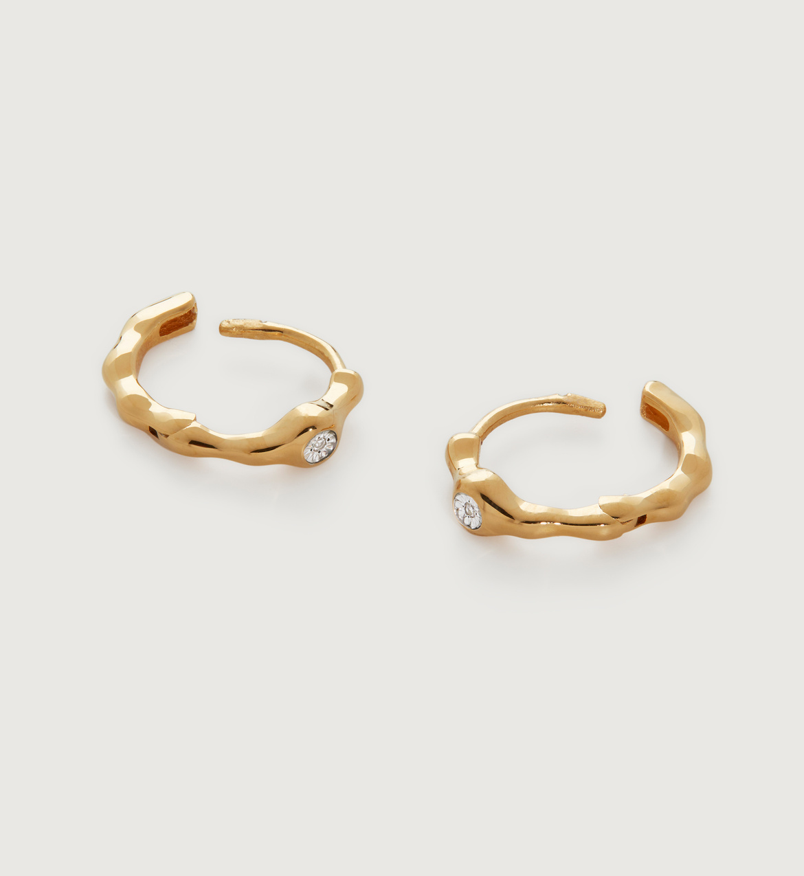 Siren Diamond Huggie Earrings in 18k Gold Vermeil on Sterling Silver ...