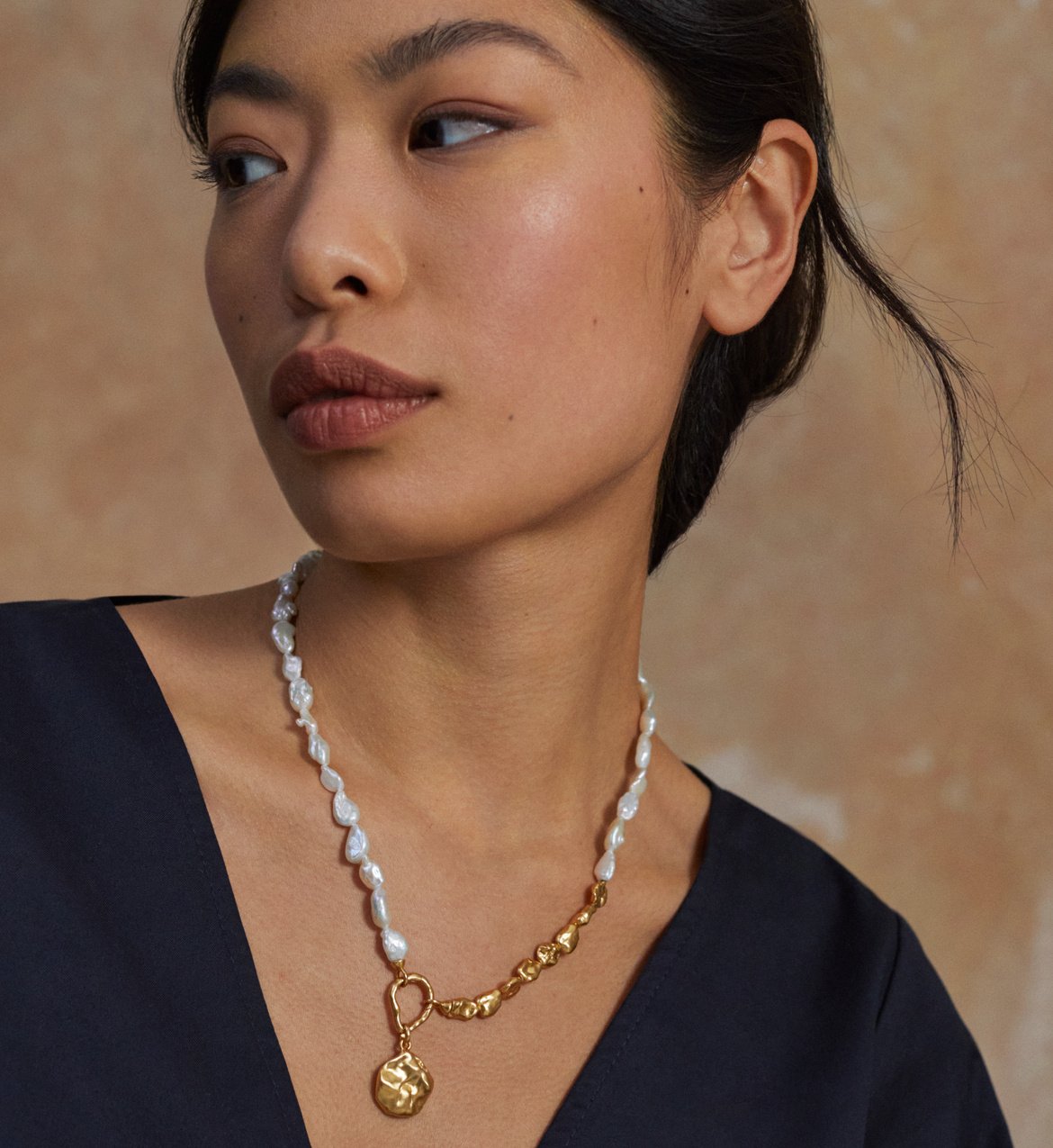 Amy Powney Keshi Pearl Necklace 46cm/18' in 18k Gold Vermeil on ...