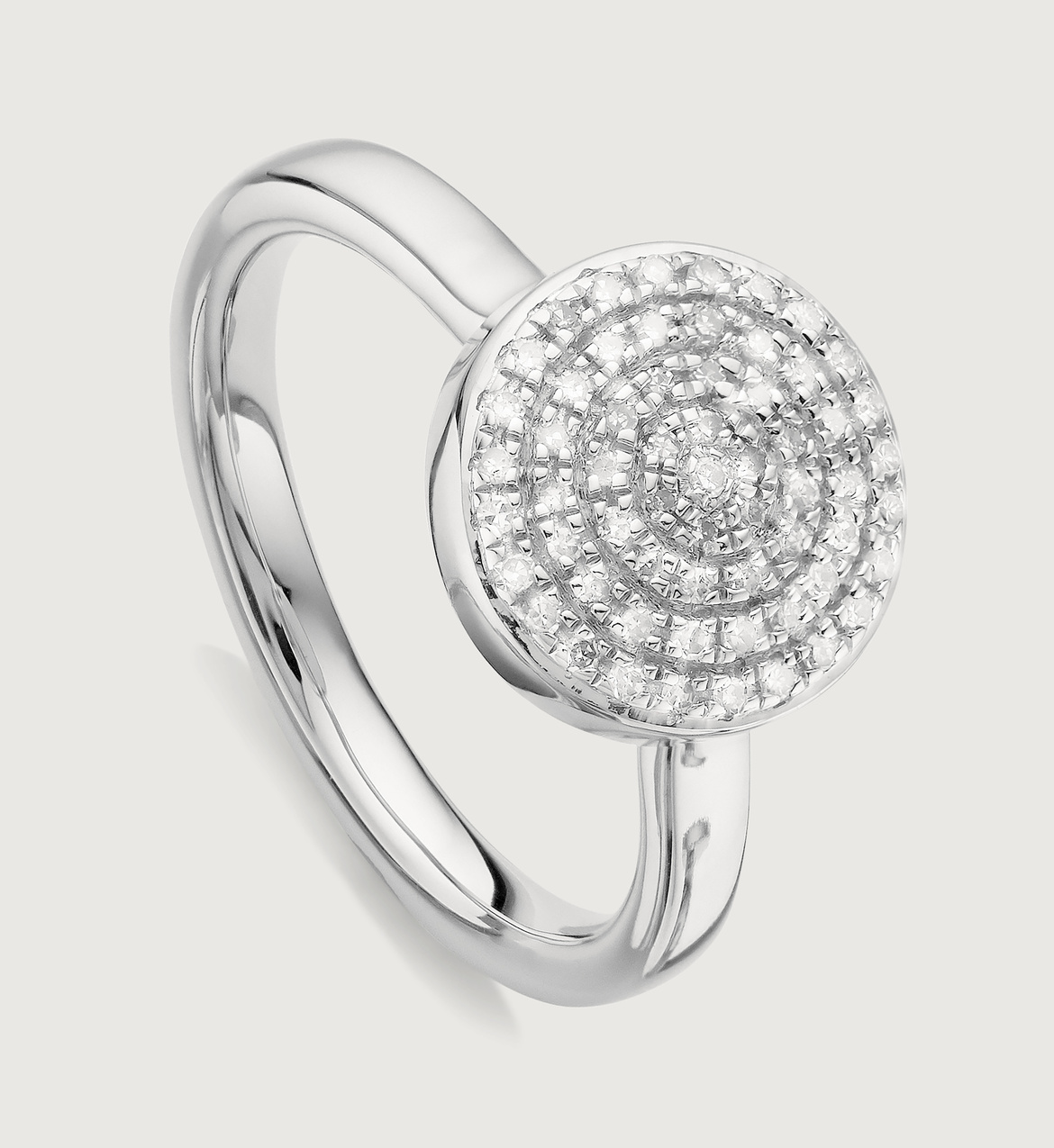 Fiji Large Button Stacking Ring in Sterling Silver and Diamond ...