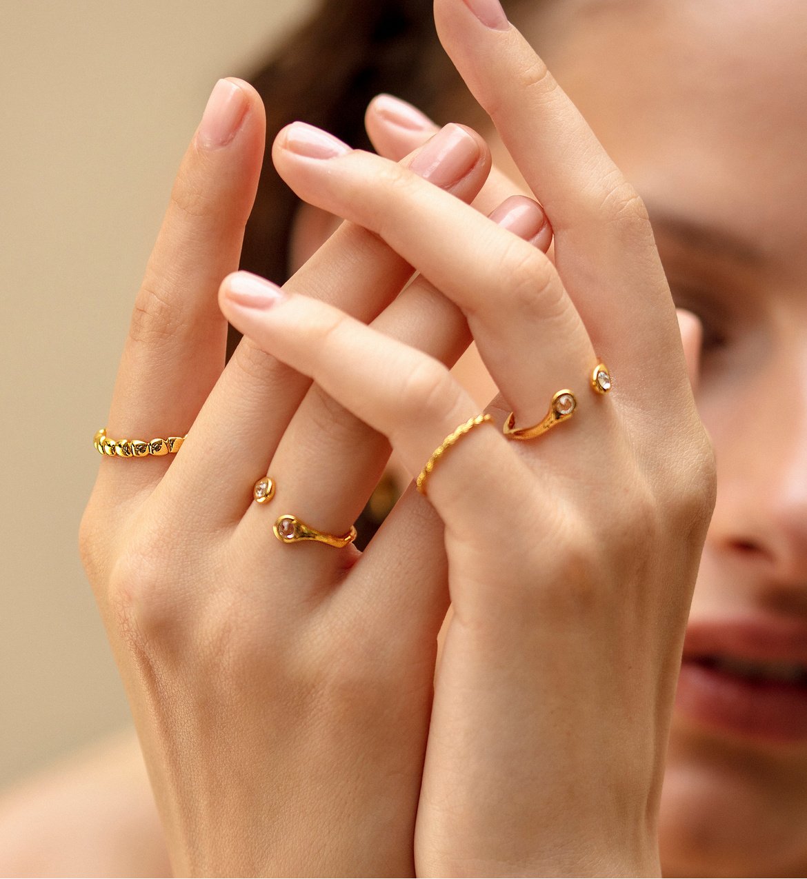 Mini Gem Open Ring in 18k Gold Vermeil on Sterling Silver and White ...