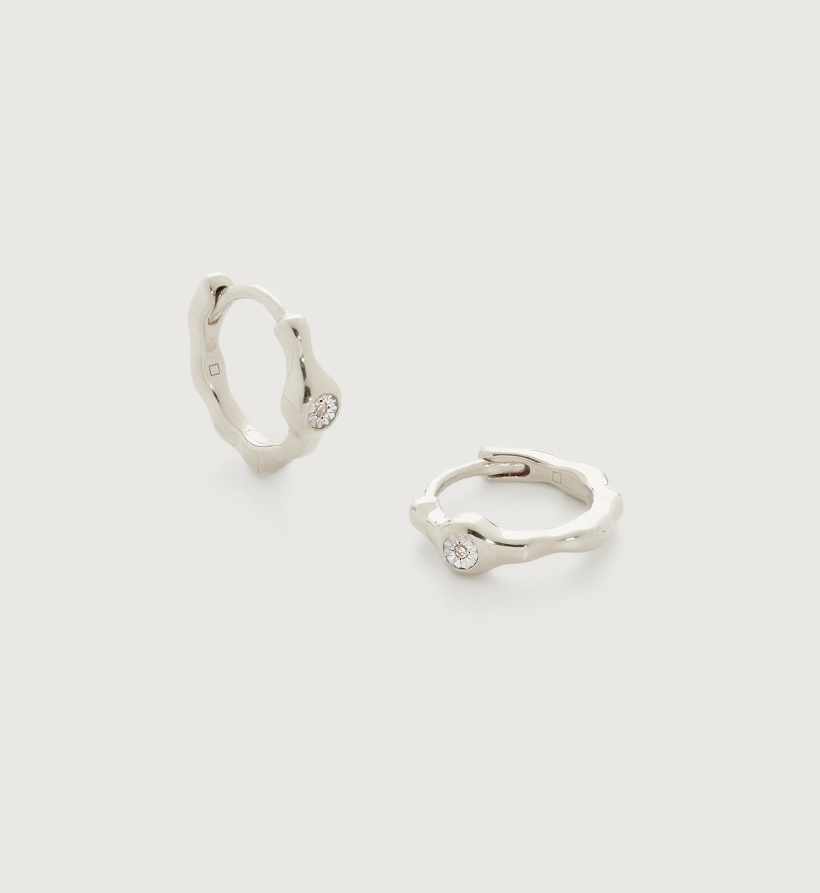 Siren Diamond Huggie Earrings in Sterling Silver and Diamond ...