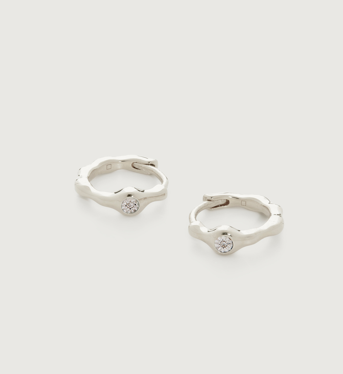 Siren Diamond Huggie Earrings in Sterling Silver and Diamond ...