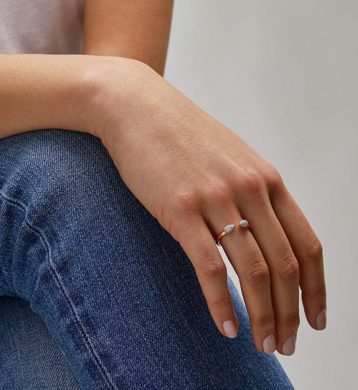 Fiji Bud Stacking Diamond Ring in 18k Gold Vermeil on Sterling Silver ...