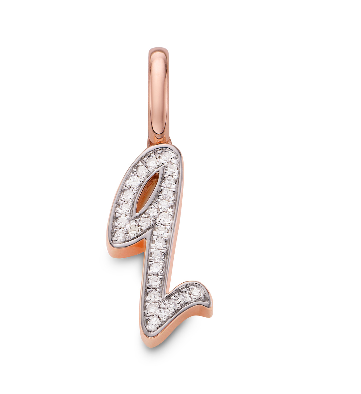Alphabet Q Diamond Pendant Charm in 18ct Rose Gold Vermeil On Sterling ...