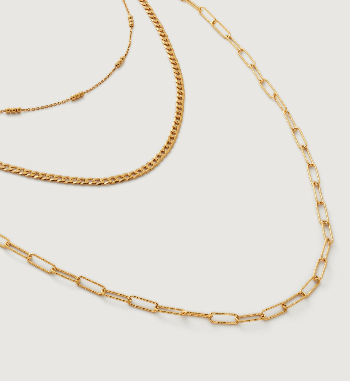 Alta Beaded and Flat Curb Chain Necklace Set | Jewellery Sets | Monica ...