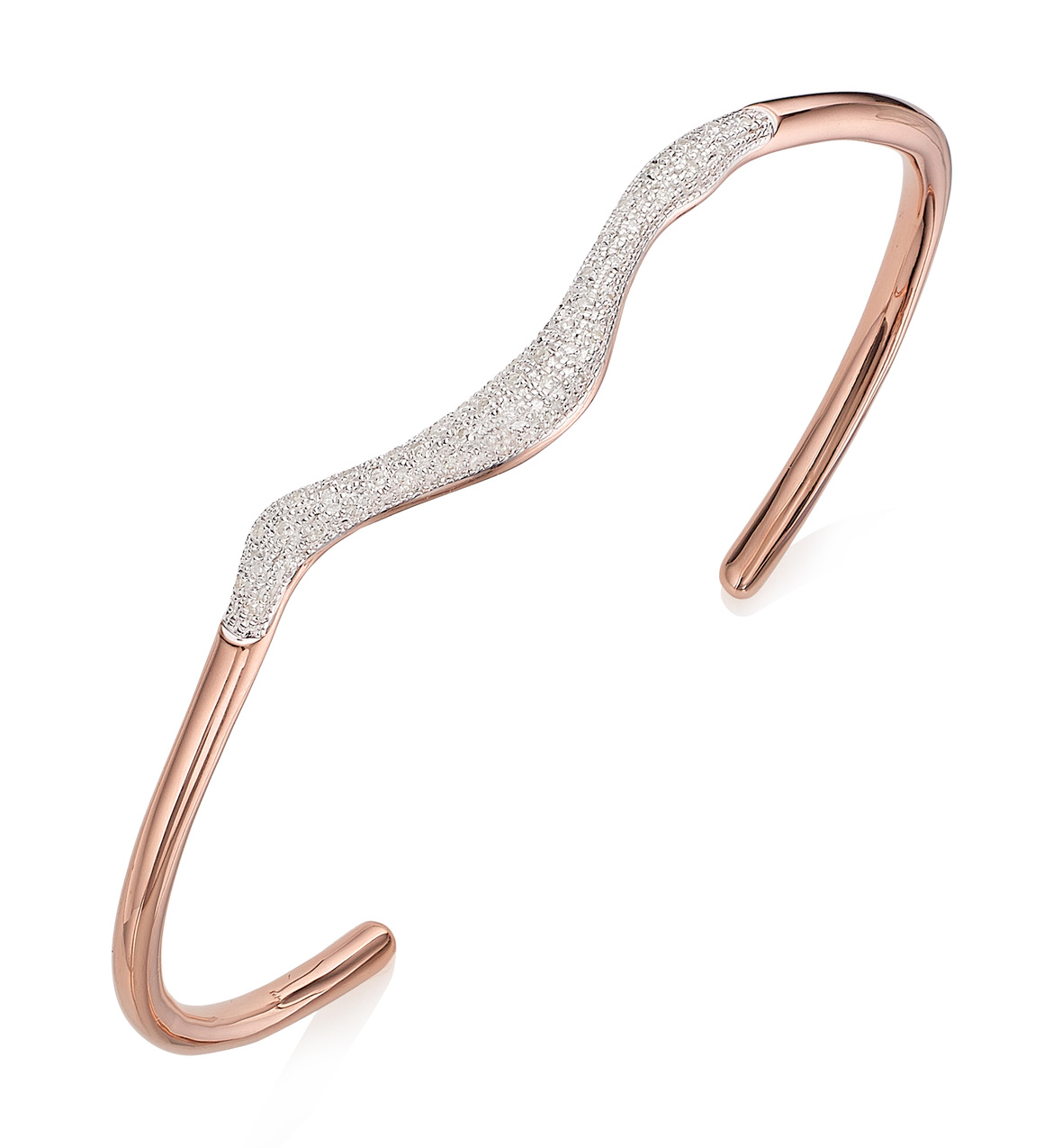 Riva Diamond Wave Cuff in 18ct Rose Gold Vermeil On Sterling Silver and ...
