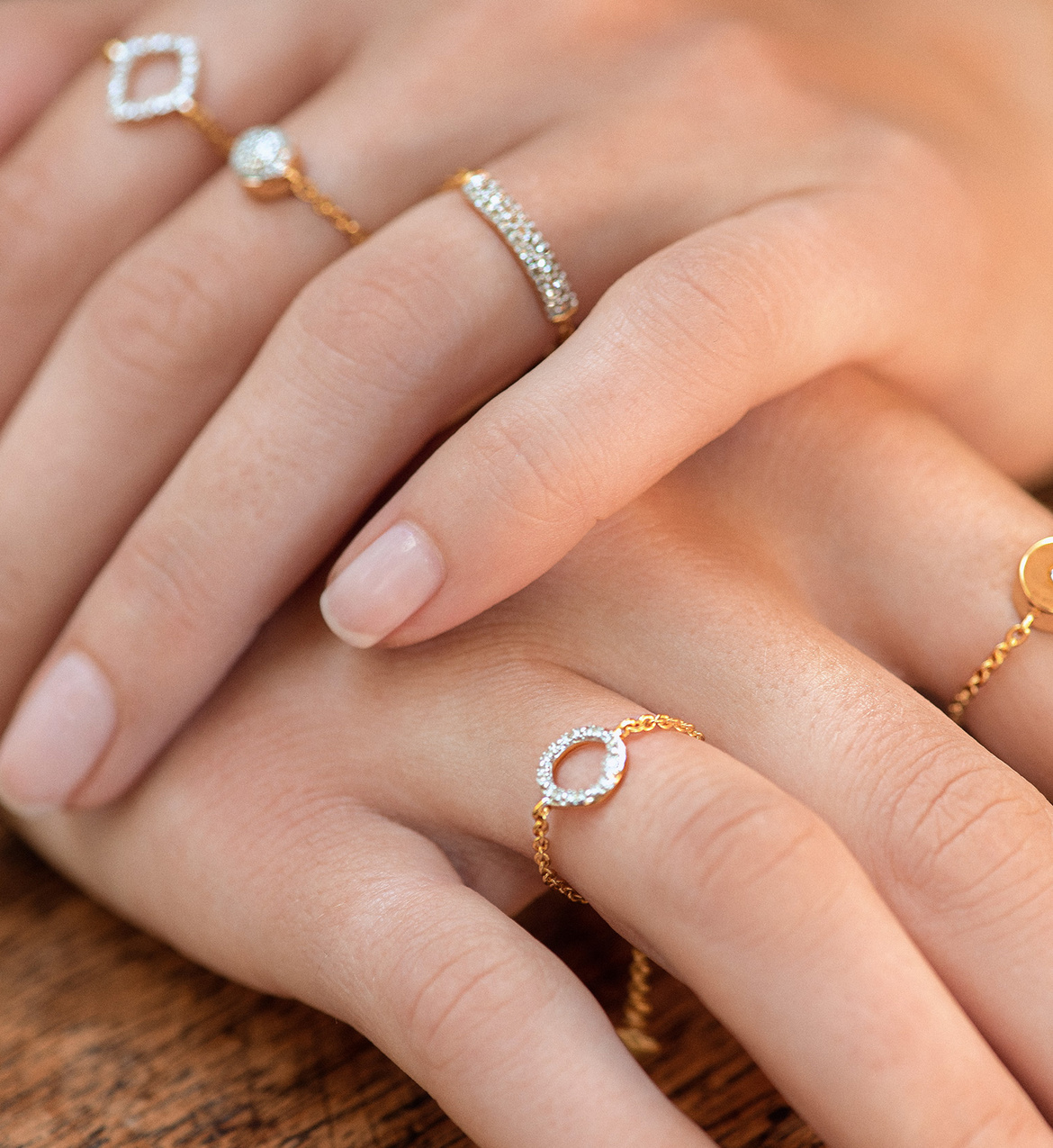 Riva Mini Circle Adjustable Friendship Diamond Ring in 18ct Rose Gold ...