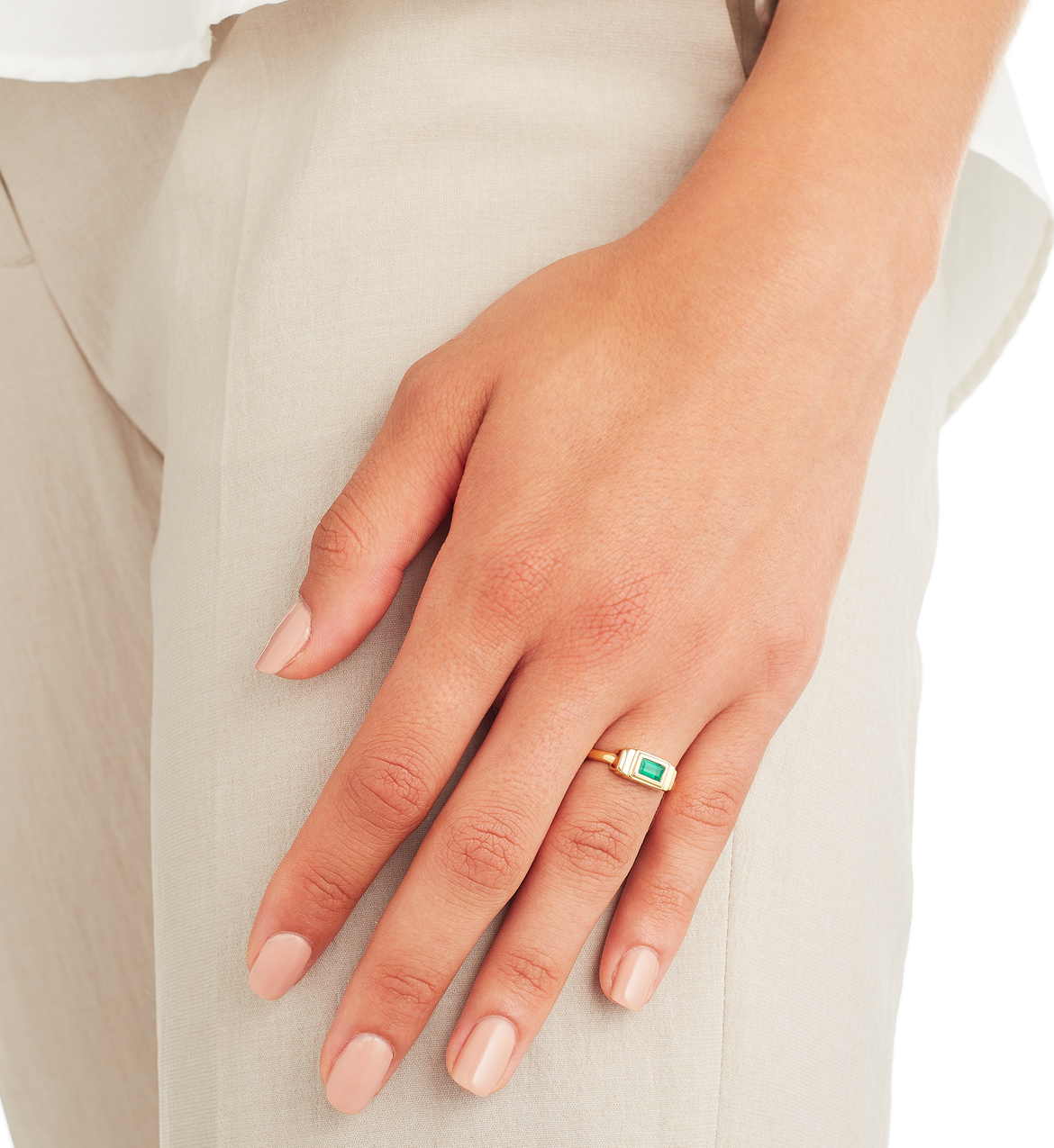 Baja Deco Ring in 18ct Gold Vermeil on Sterling Silver and Green Onyx ...
