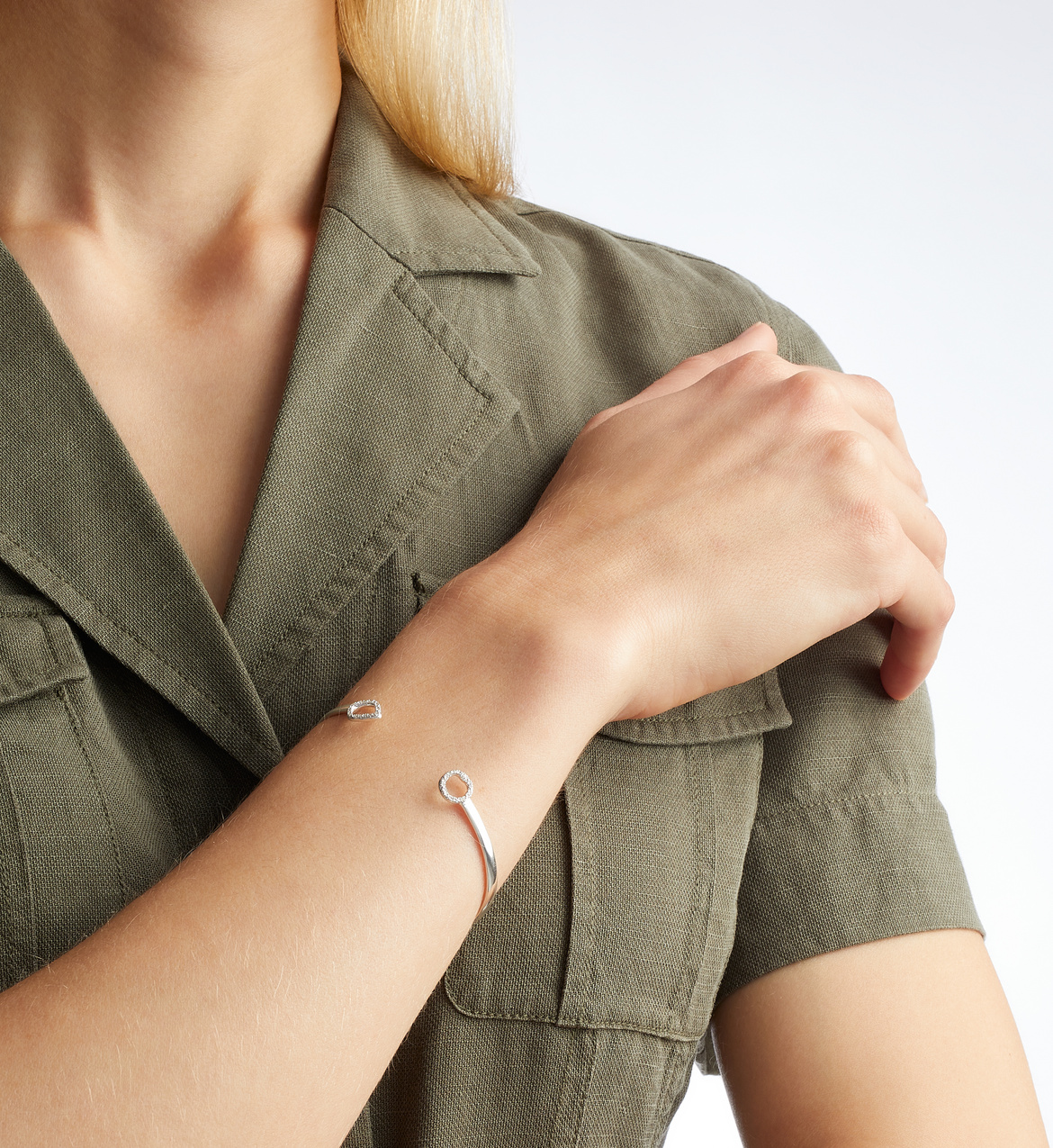 Riva Mini Kite and Mini Circle Diamond Cuff in Sterling Silver and ...