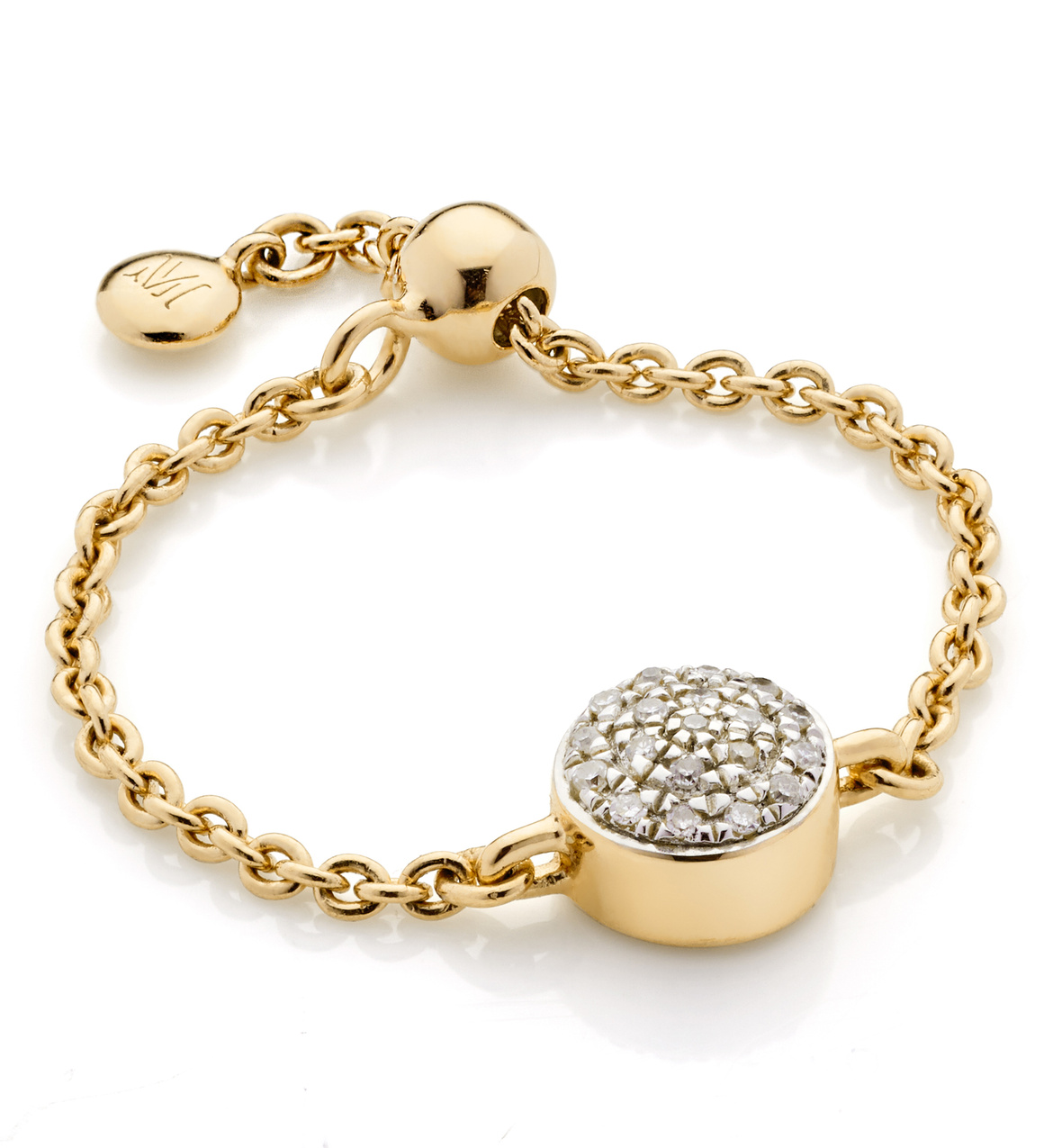 Fiji Mini Button Adjustable Friendship Diamond Ring in 18ct Gold ...