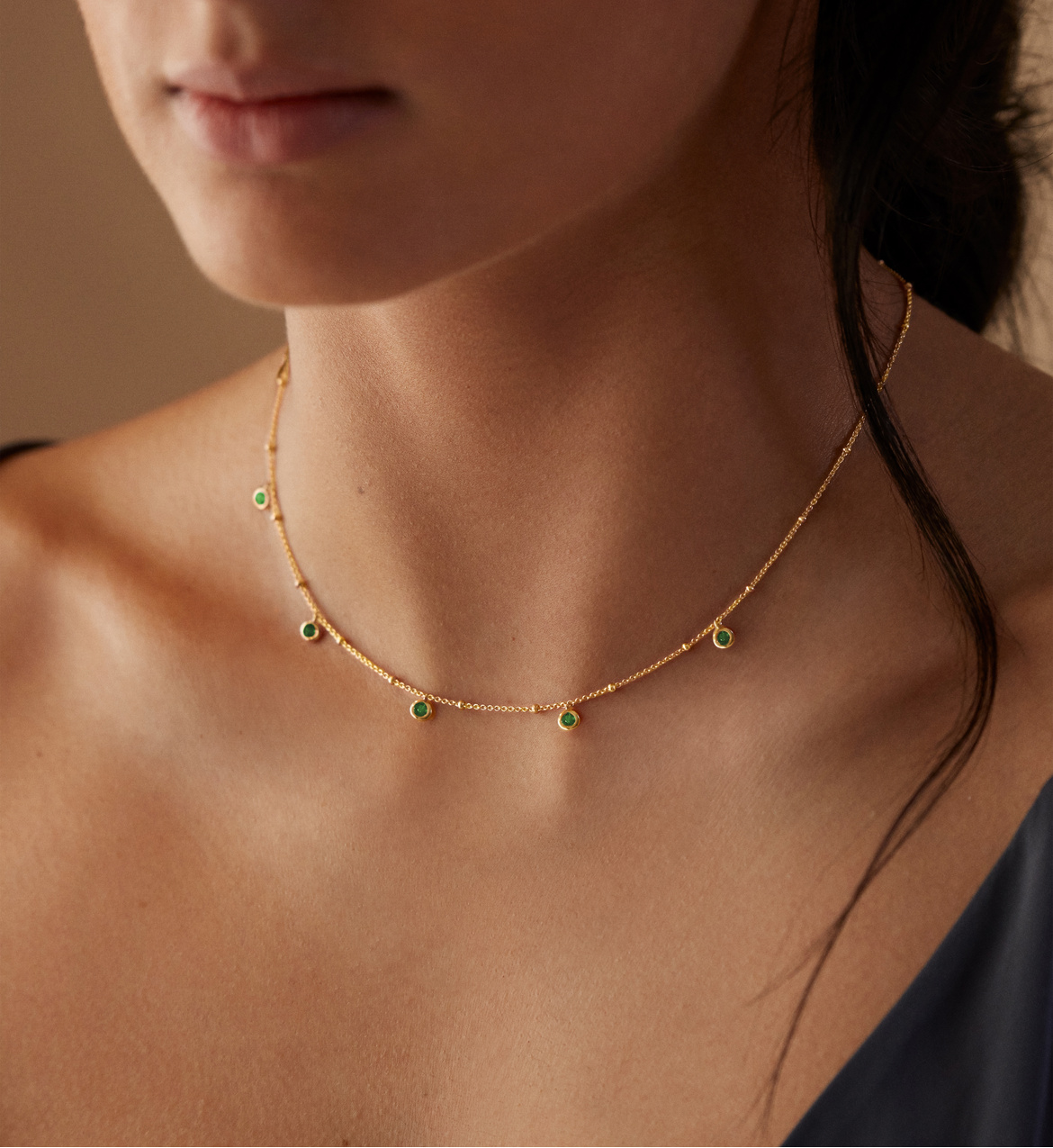 Mini Gem Choker Necklace 38-43cm/15-17' in 18k Gold Vermeil on Sterling ...