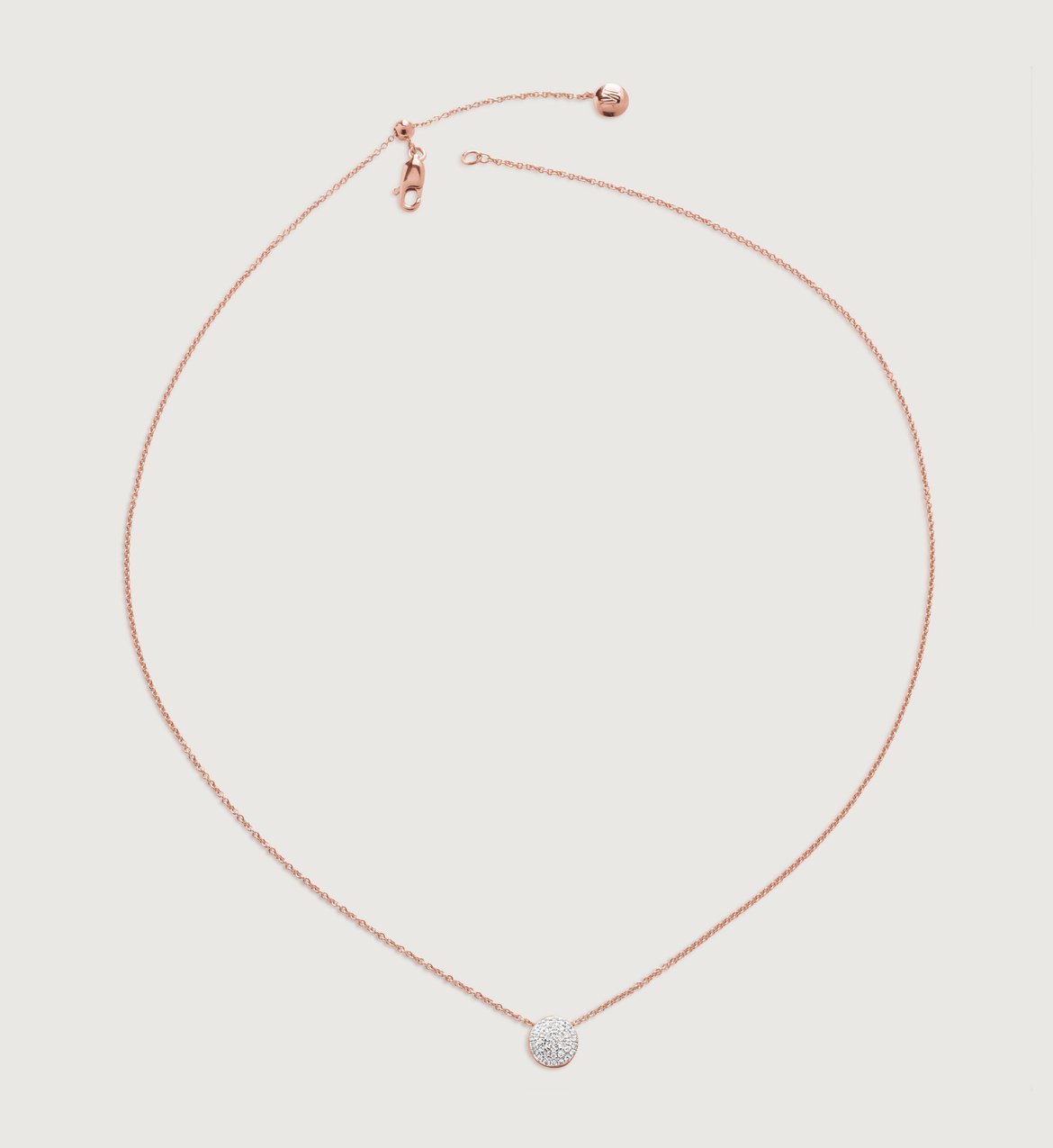 Fiji Button Diamond Necklace Adjustable 43cm/17' in 18k Rose Gold ...