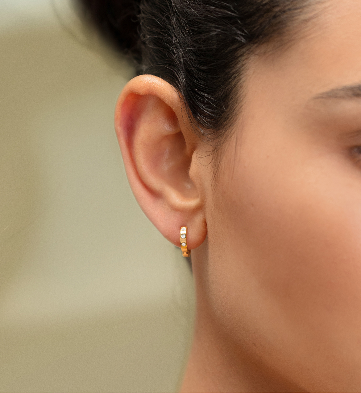Fiji Gem Diamond Mini Huggie Earrings - Diamond in 18k Gold Vermeil on ...