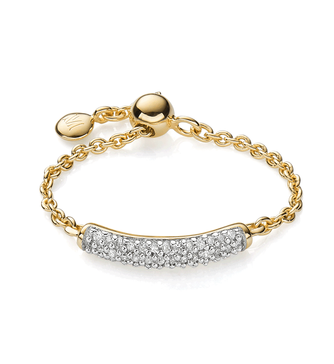 Fiji Bar Adjustable Friendship Diamond Ring in 18k Gold Vermeil on ...