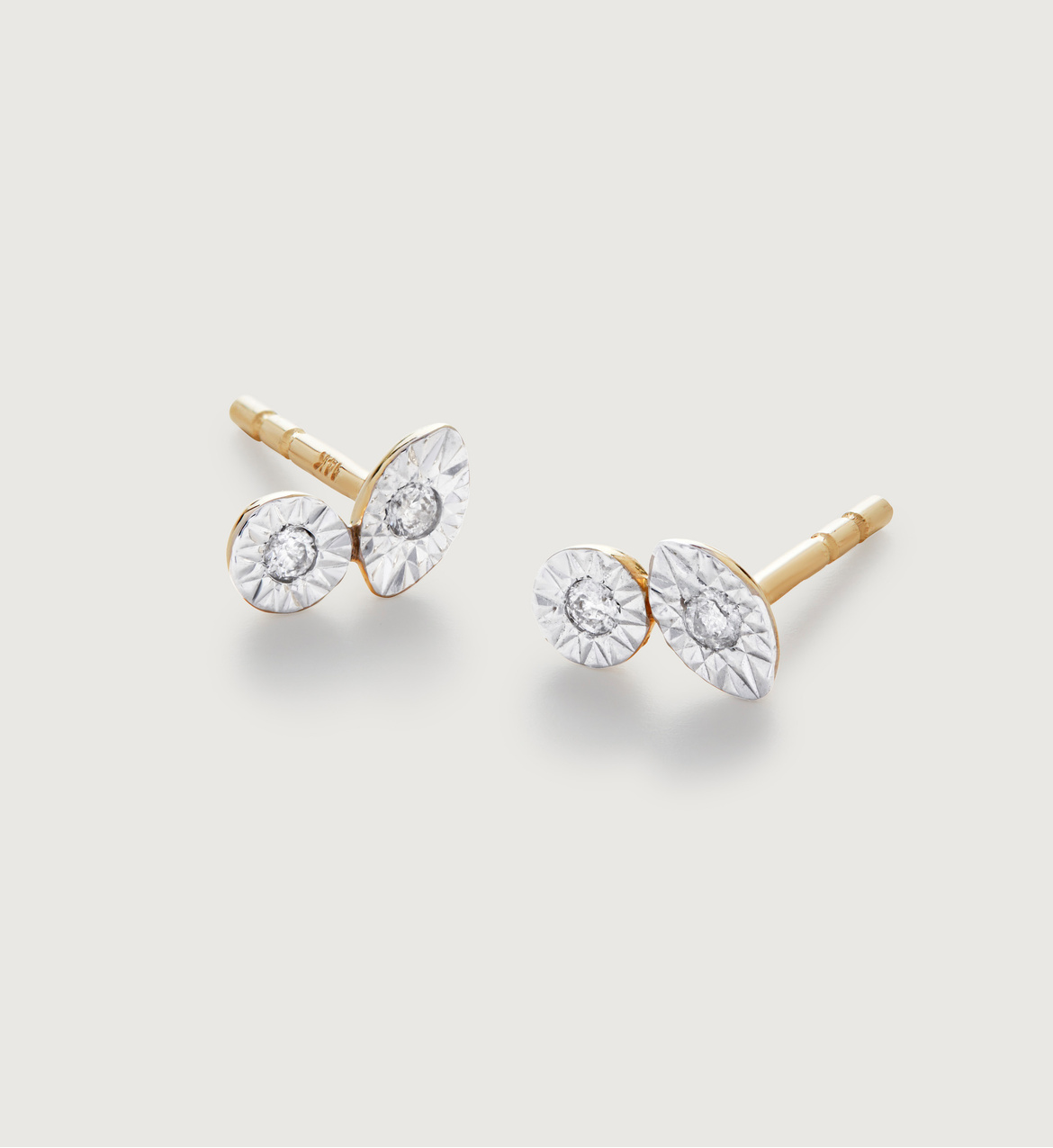 Diamond Duo Stud Earrings in 14k Solid Gold and Diamond | Jewellery by ...