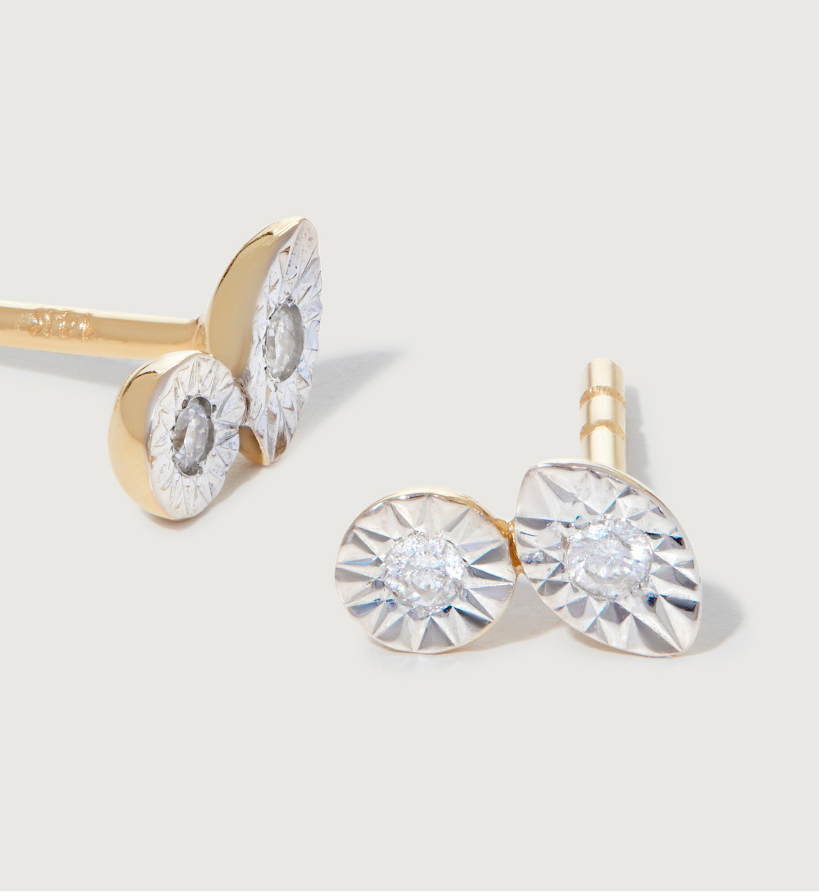 Diamond Duo Stud Earrings in 14k Solid Gold and Diamond | Jewellery by ...