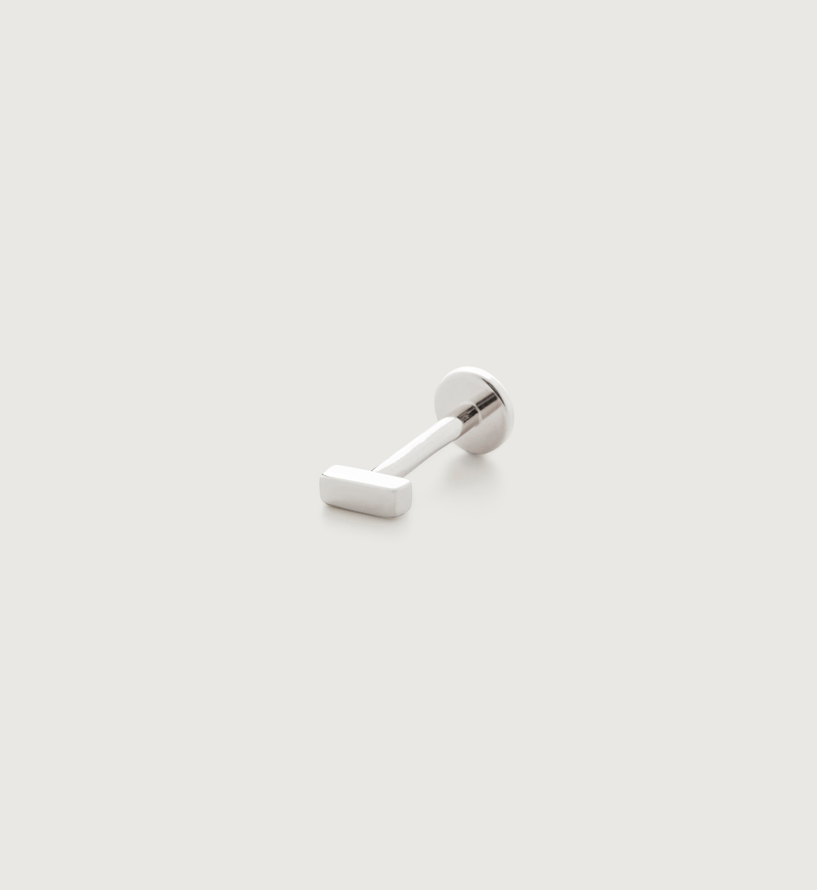Linear Flat Back Piercing Stud in 14k Solid White Gold | Jewellery by ...
