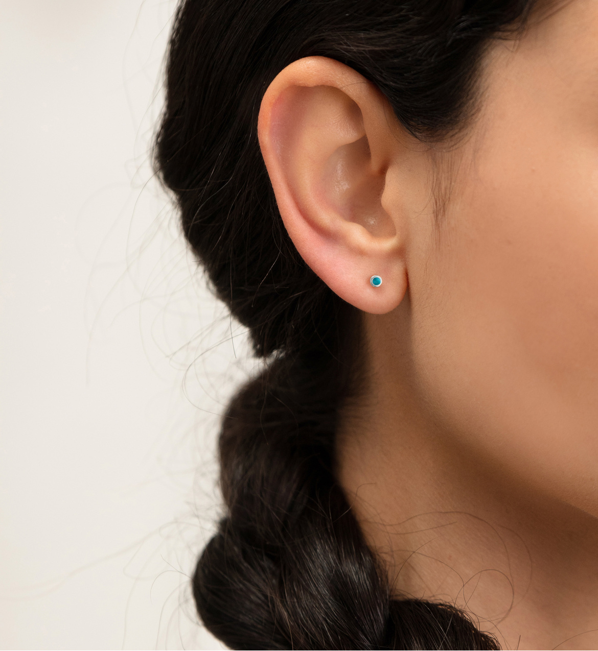 Mini Gem Single Labret Piercing Earring in 14k Solid White Gold and ...